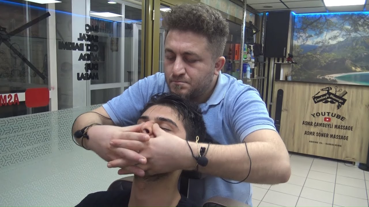ASMR TURKISH BARBER MASSAGE = NECK CRACK = EAR BURN=head,back,foot,ear ...