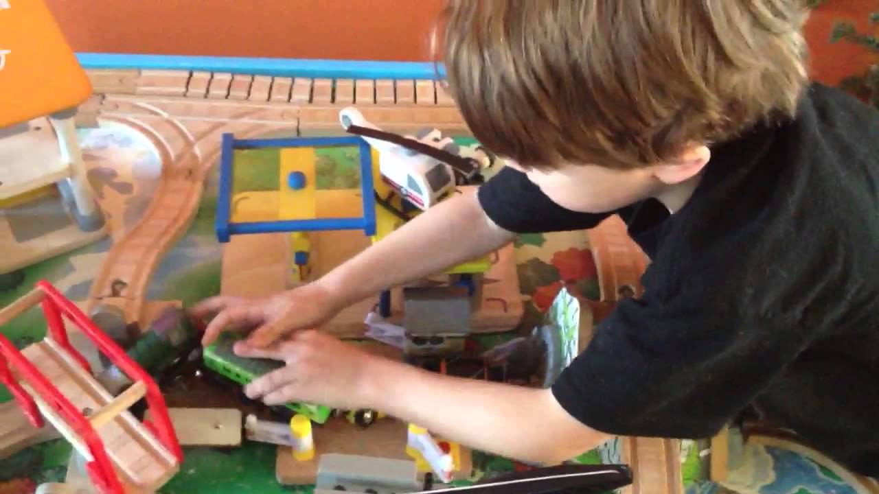 Wooden train crash 1 - YouTube