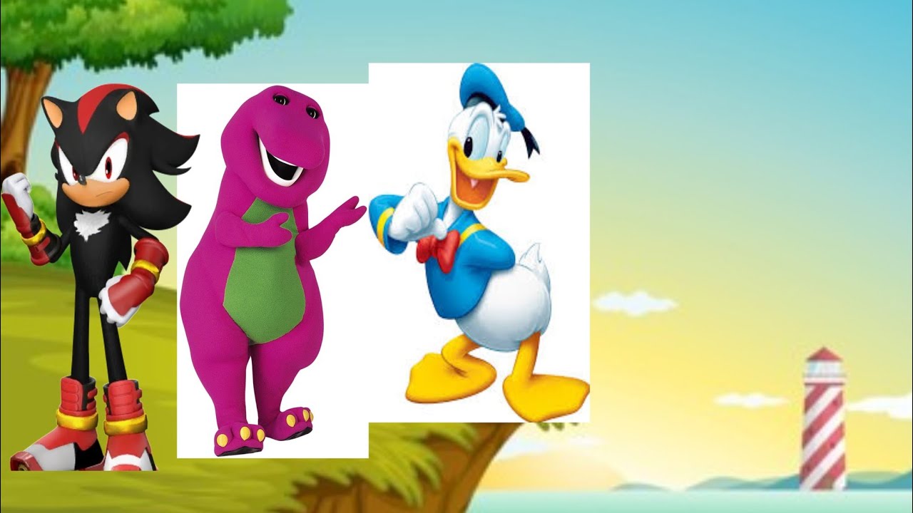 Donald duck barney and shadow the hedgehog throws princess peach in the ...