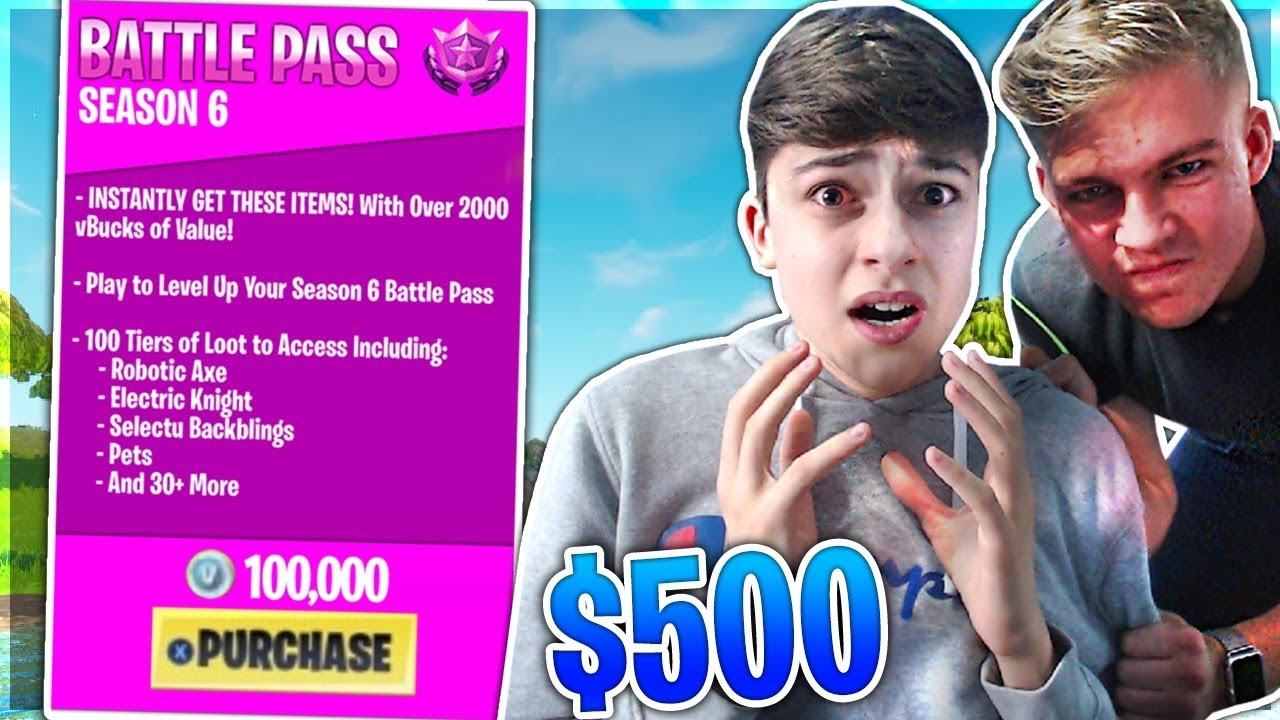 Kid buys $500 of vBucks for season 6 Battle Pass... - YouTube
