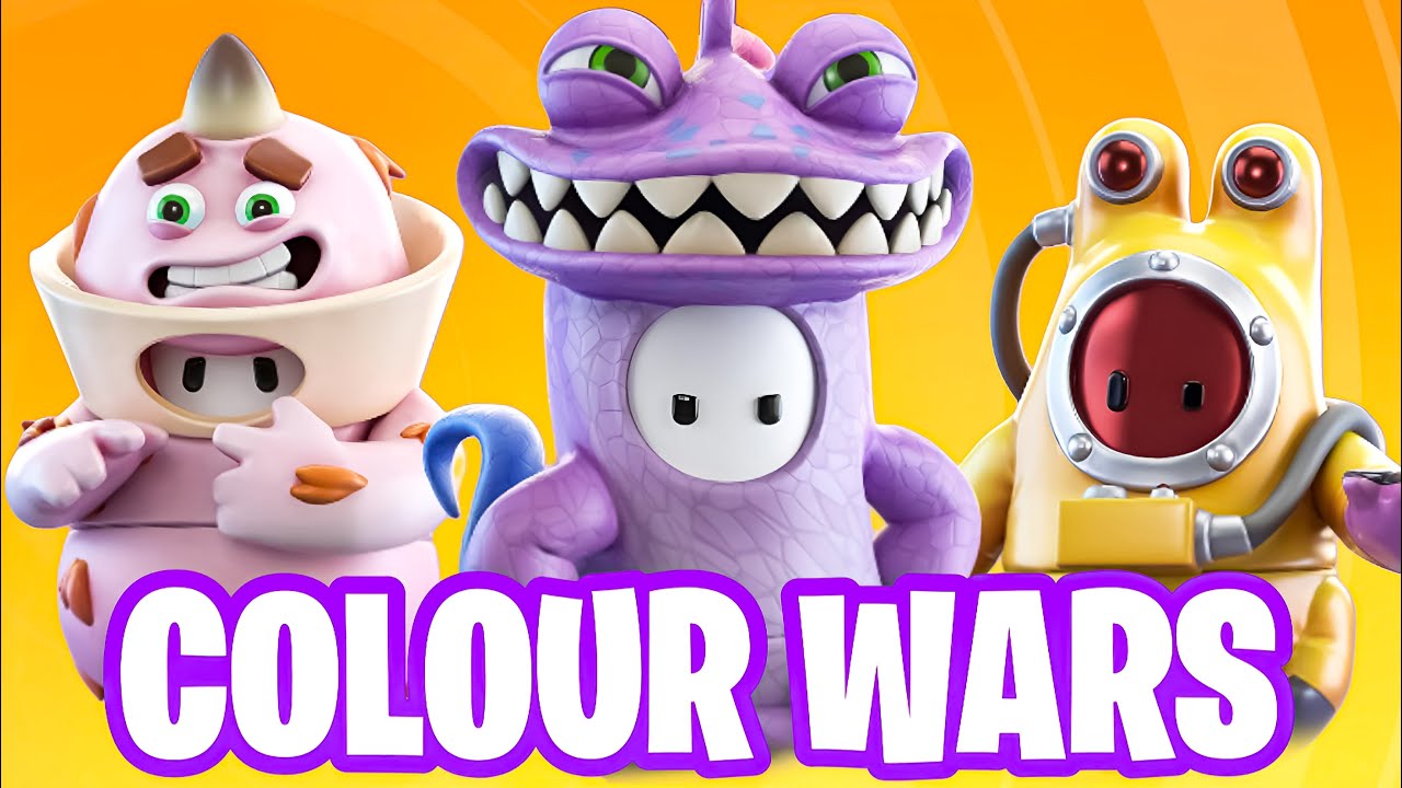 Fall Guys PINK VS PURPLE VS YELLOW | COLOUR WARS Ft. Disney Monsters ...