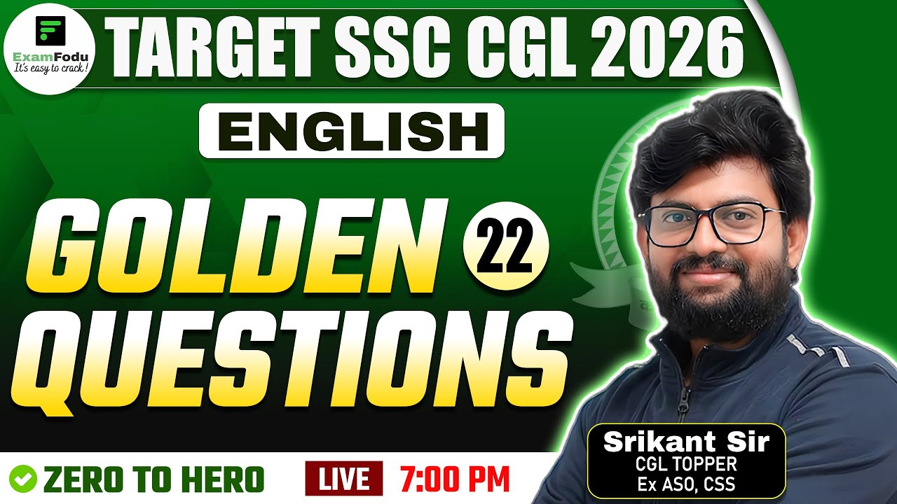ENGLISH GOLDEN QUESTIONS -22 FOR TARGET SSC CGL 2026 | SRIKANT SIR ...