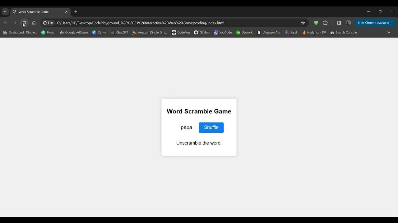 Word Scrabble Game using HTML, CSS, and JavaScript 🎮 #wordscramble # ...