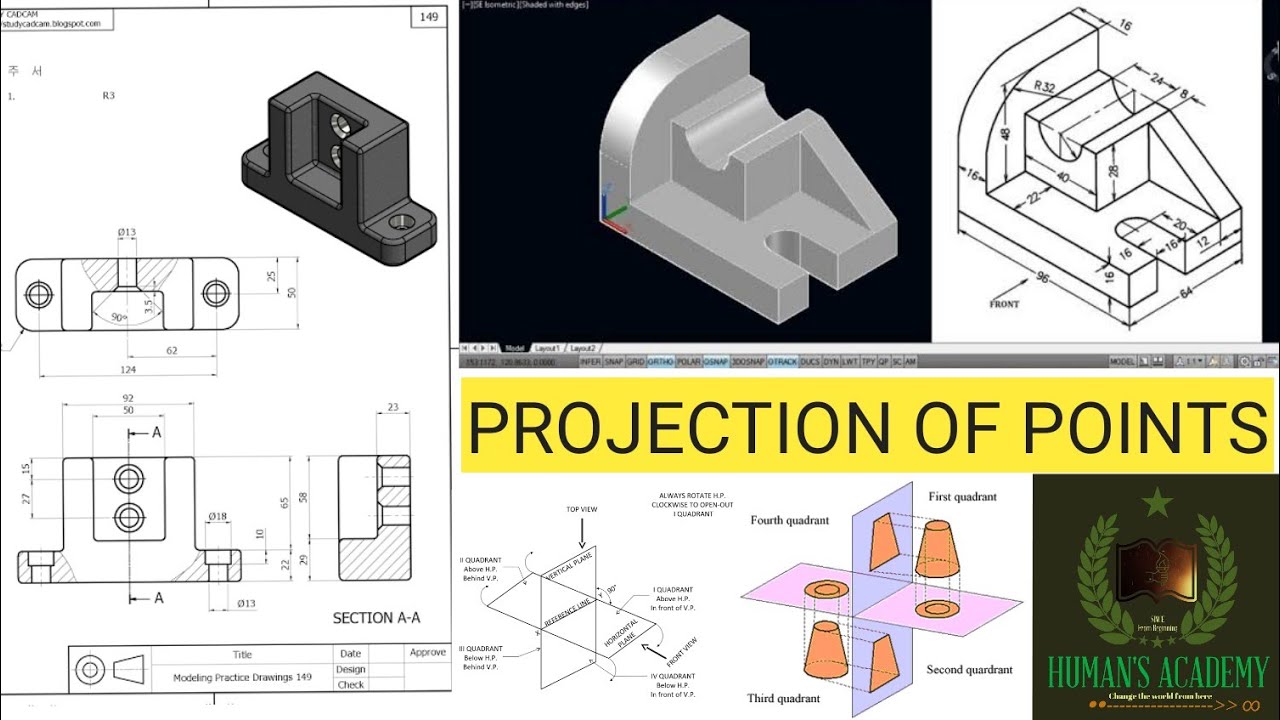 PROJECTION OF POINTS//EX NO 1//COMPUTER AIDED ENGINEERING DRAWING - YouTube