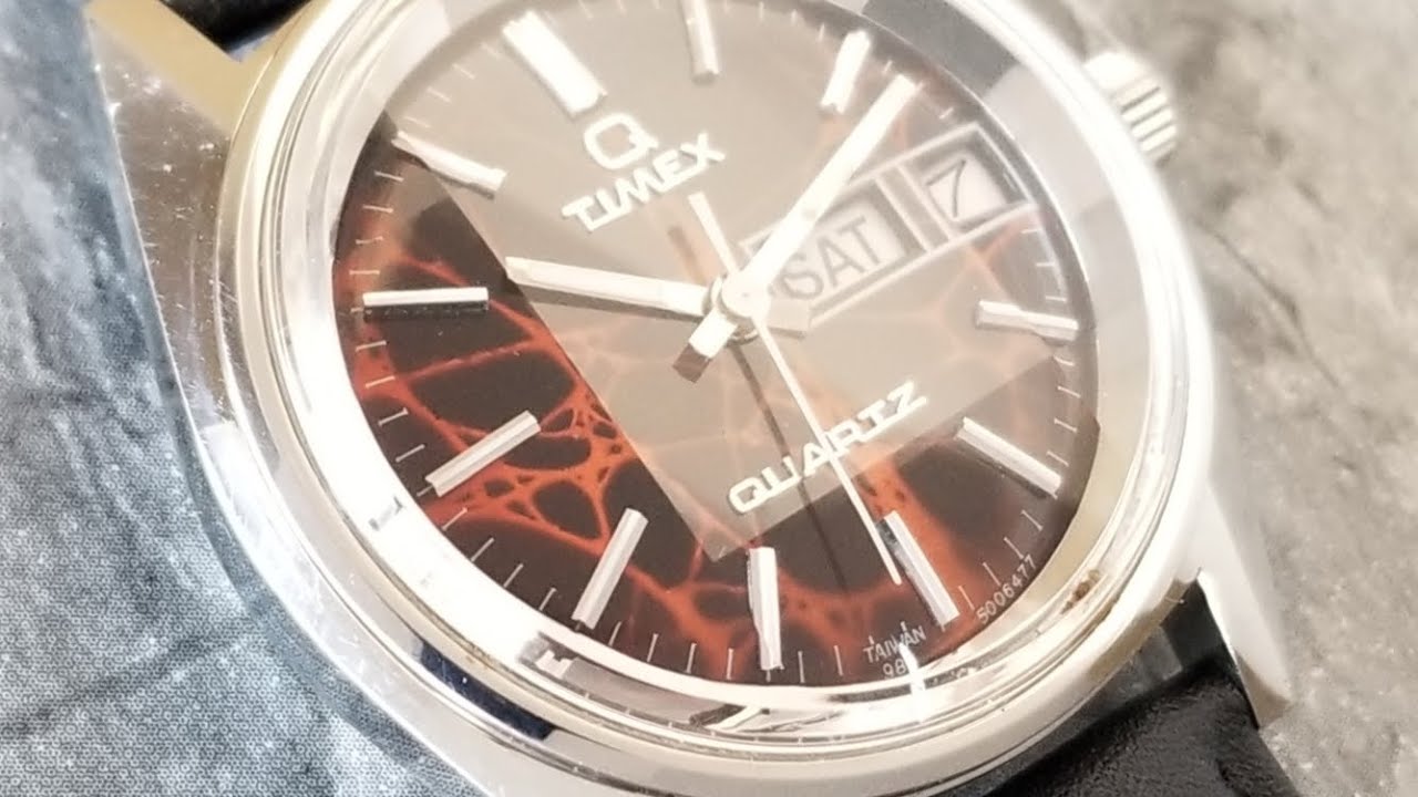 Serviced 1977 Timex Q Quartz Red Nebula Men's Vintage Watch New Strap ...