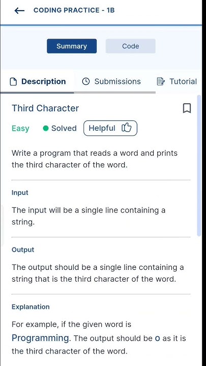 Third Character Coding Practice 1b Input Output Basics In Python