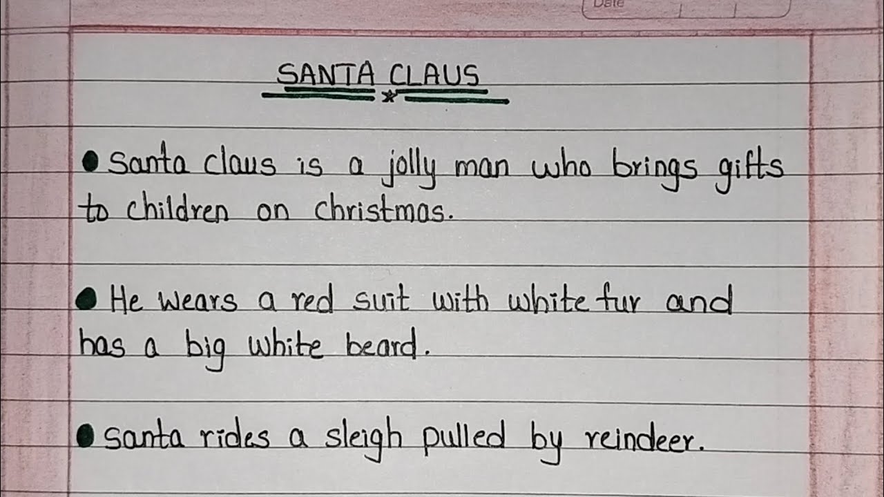Santa Claus Essay In English|10 Lines On Santa Claus|Essay On ...
