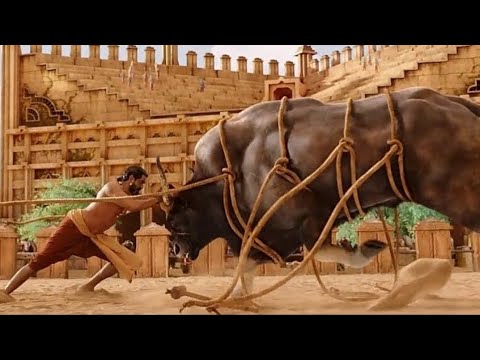 Bahubali | Bull Fight scene : the beginning | 2015 what a scene - YouTube