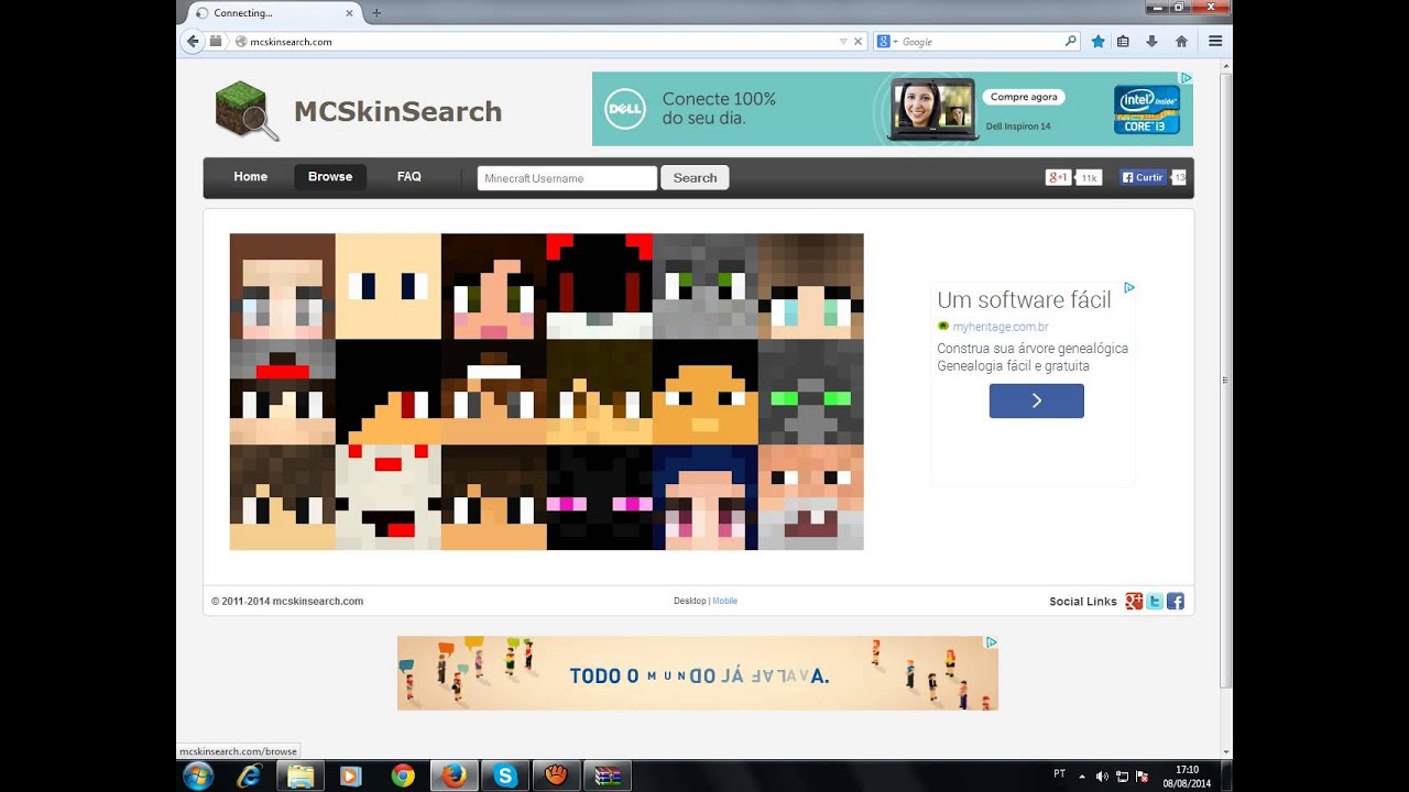 tutorial de como por skin no minecraft todas as versões - YouTube