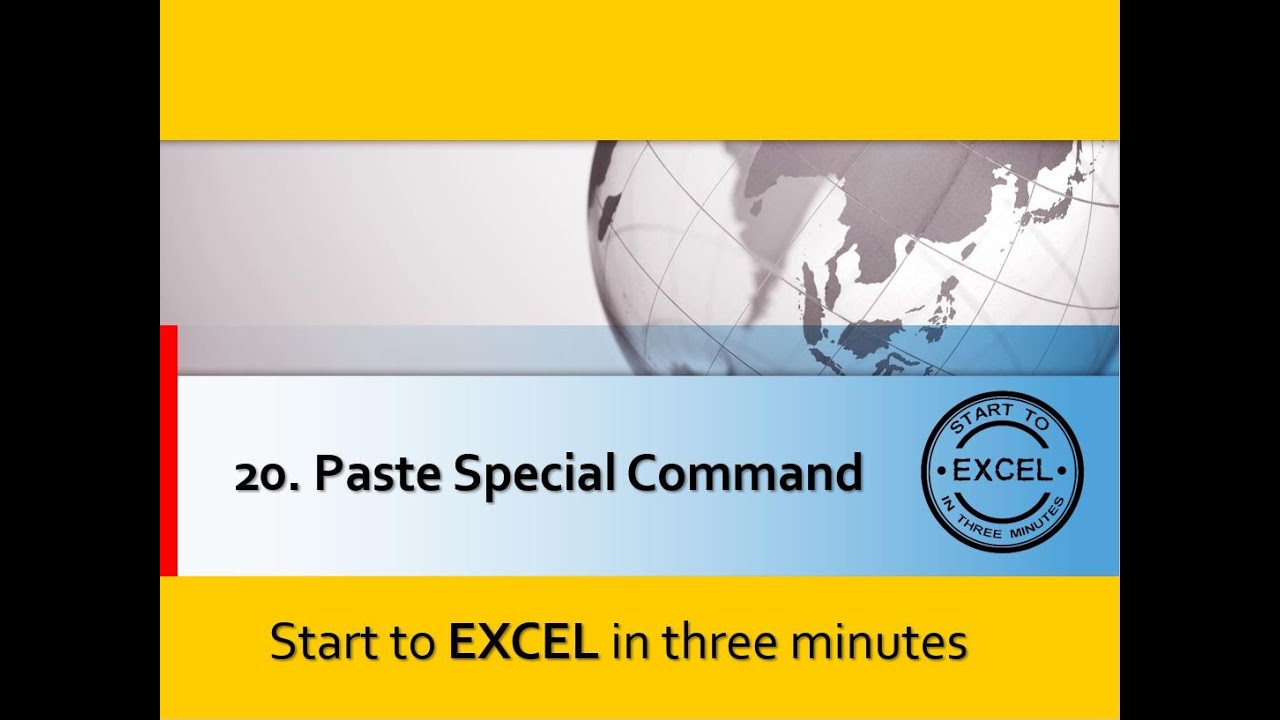 EXCEL - 20: Paste Special Command - YouTube