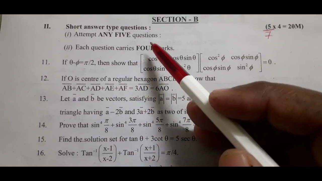 TSBIE/Maths 1A Sample Paper 📃#interexams2023 - YouTube