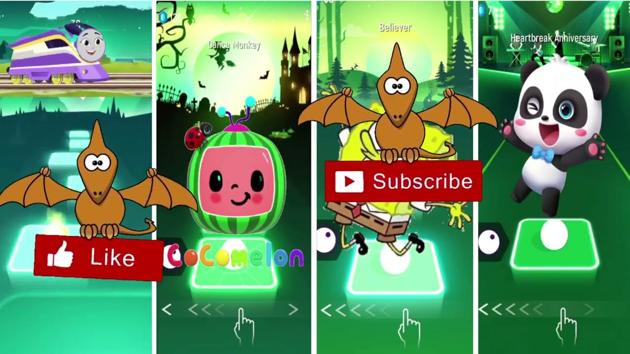 Thomas VS Cocomelon VS Sponge Bob VS Baby Bus | Tiles Hop - YouTube