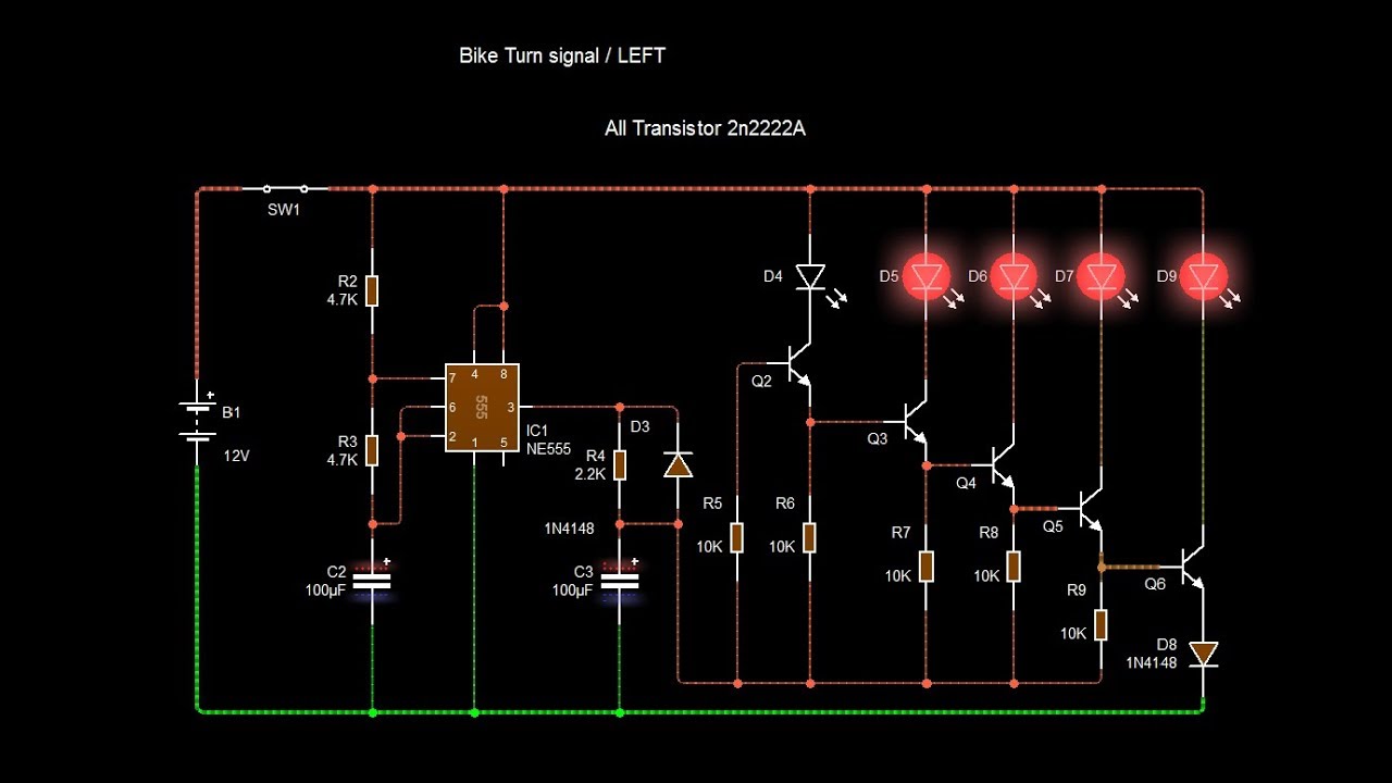 Bicycle Turn signal Light simulator | DIY 555 TIMER - YouTube