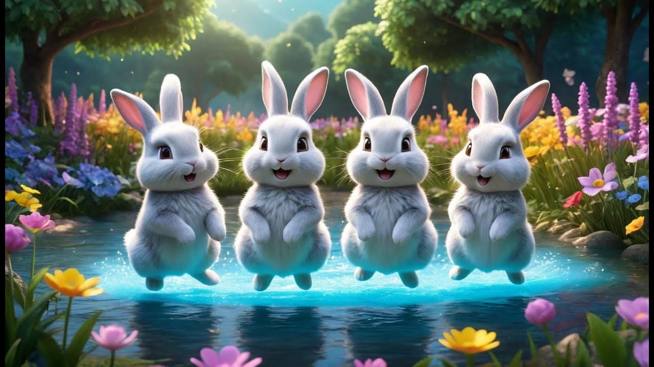 Five Little Bunnies Jumping on the Ground | Fun Counting Song for Kids ...
