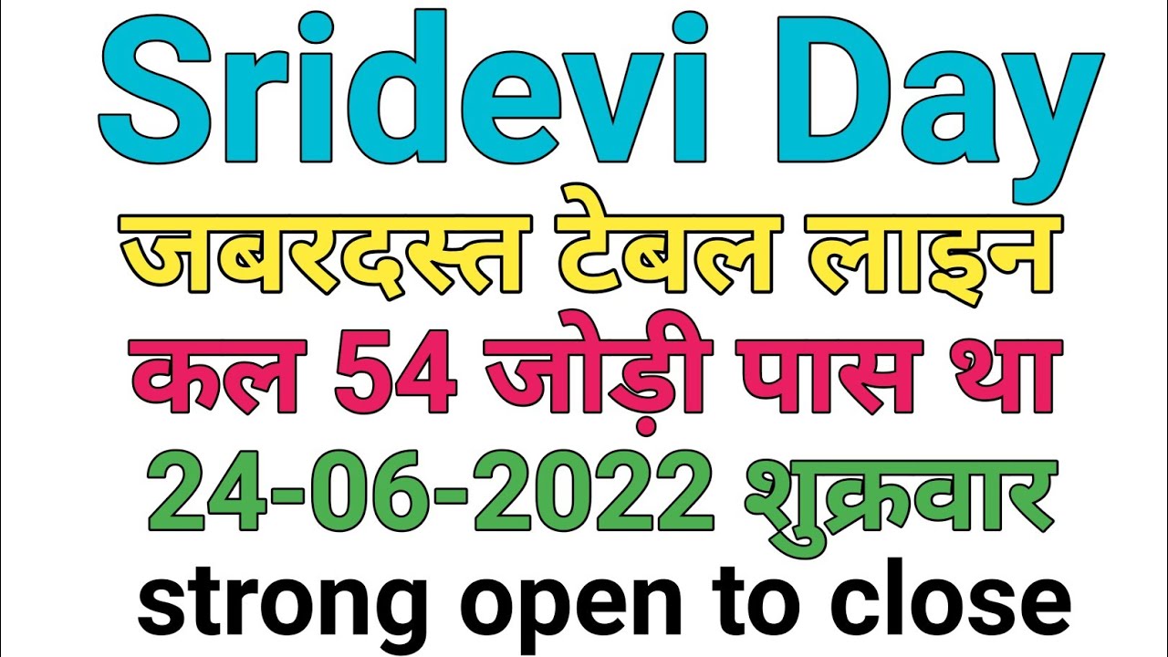 sridevi day today |24/06/2022| sridevi open today | sridevi matka ...