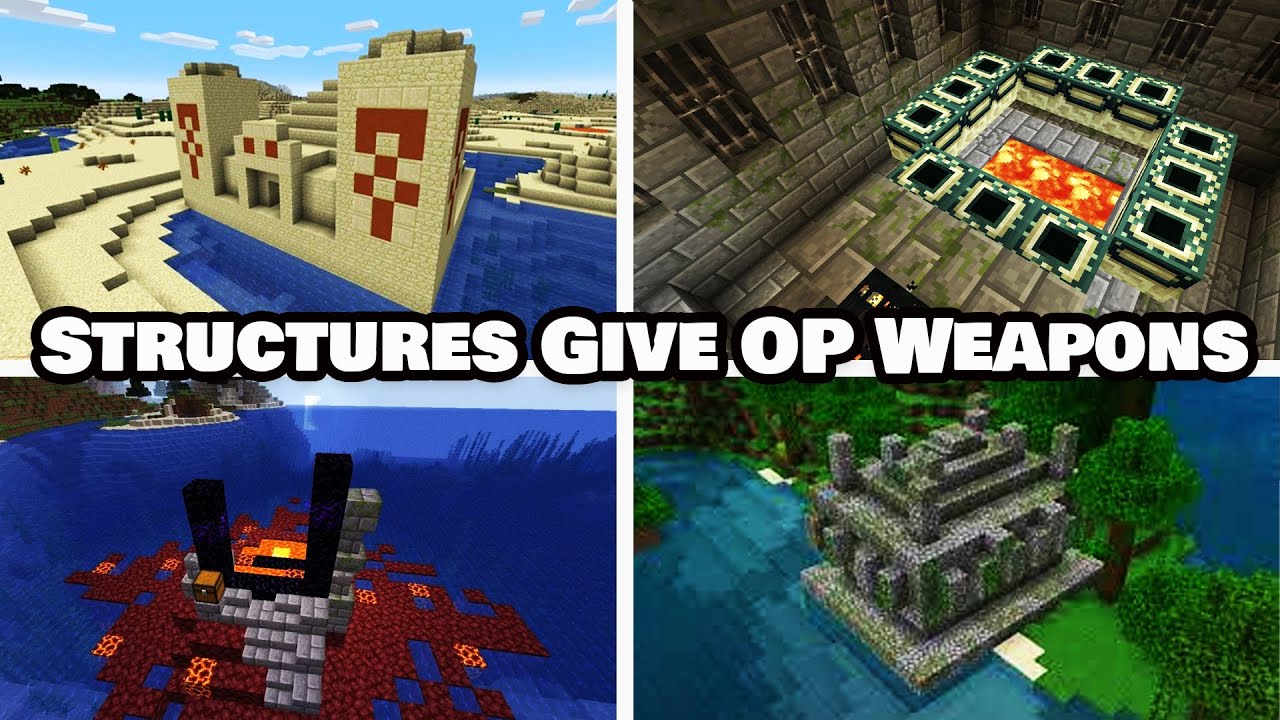 Minecraft But Structures Give OP Weapons || Minecraft Mod OP Structures ...