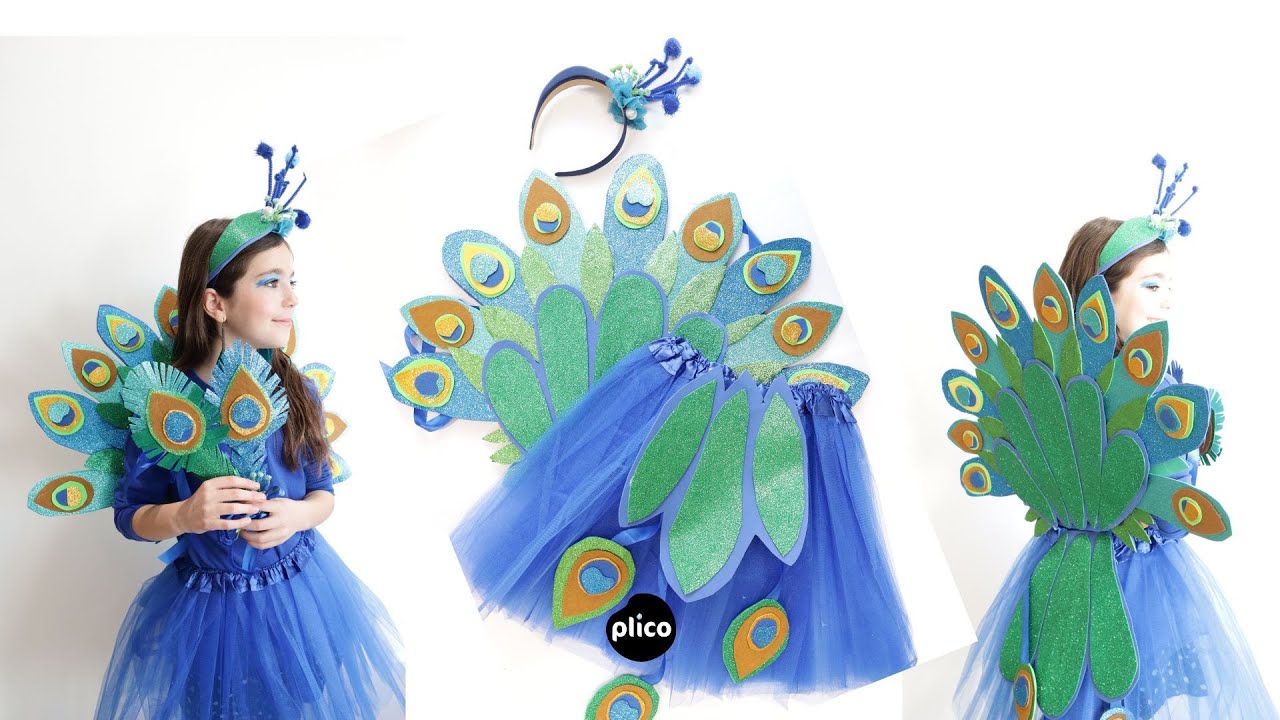 Disfraz fácil de Pavo Real con Goma E.V.A Plico - YouTube