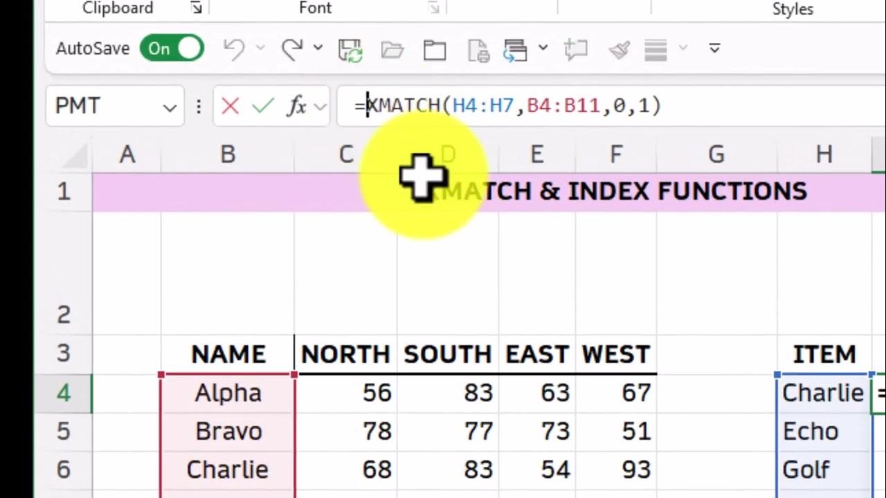 Excel - XMATCH and INDEX functions - YouTube