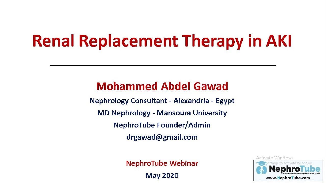 Renal Replacement therapy in AKI (English Language) - Dr. Gawad - YouTube
