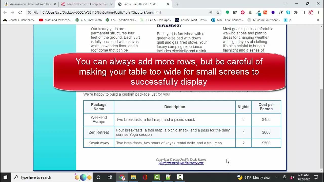 Basics of Web Design Chapter 9: Table Basics - YouTube