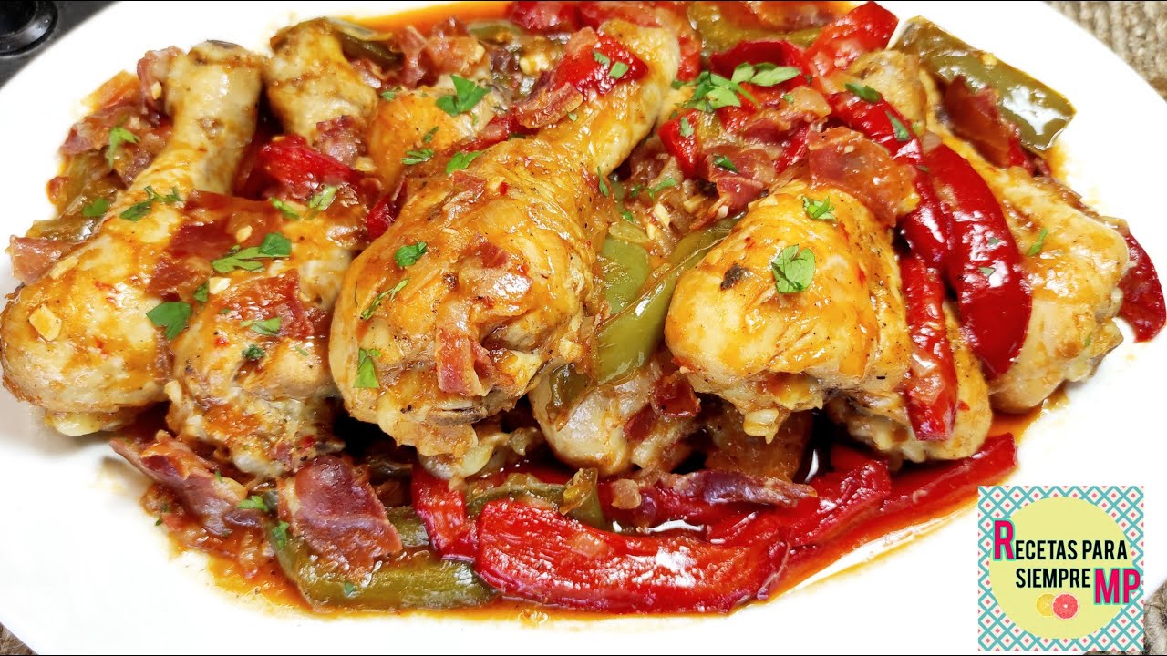 POLLO guisado al CHILINDRÓN, la Receta de Pollo MÁS Sabrosa - YouTube