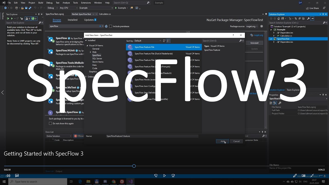 [ How To ] Getting Started with SpecFlow 3 and MsTest - YouTube