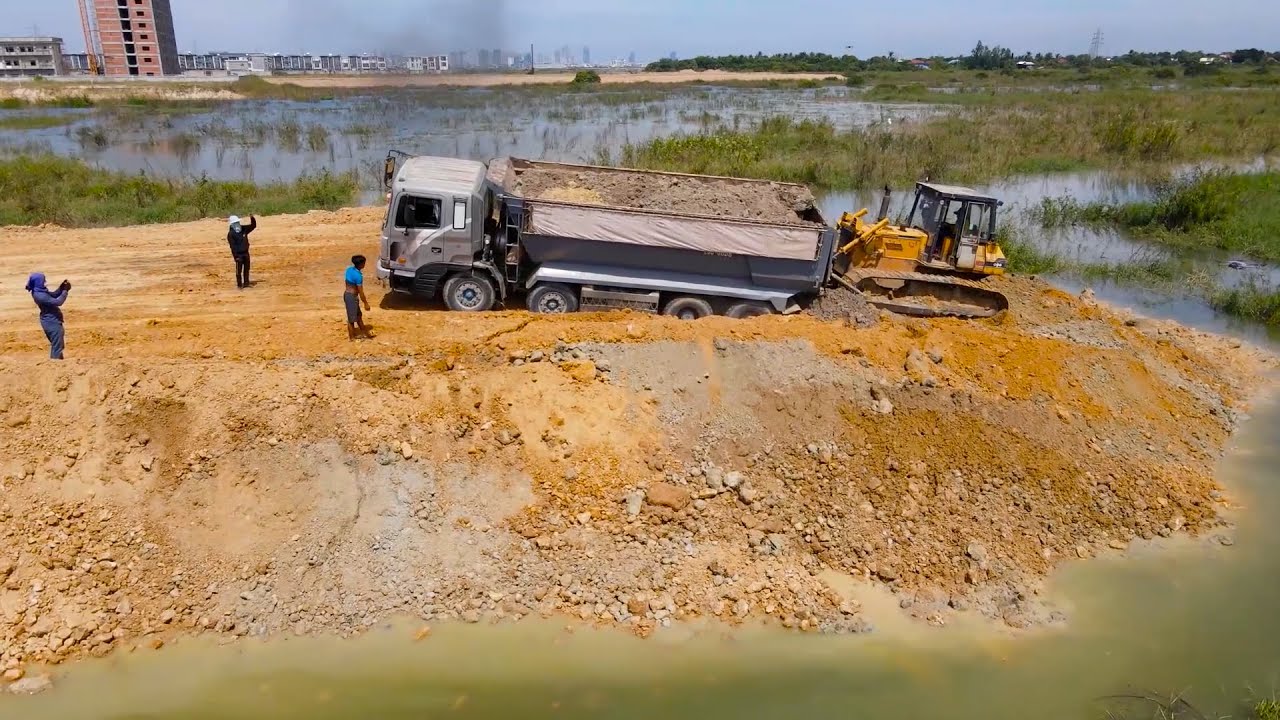 Incredible! Heavy Dump Truck Transport Soil Stuck Deep in Mud Recovery ...