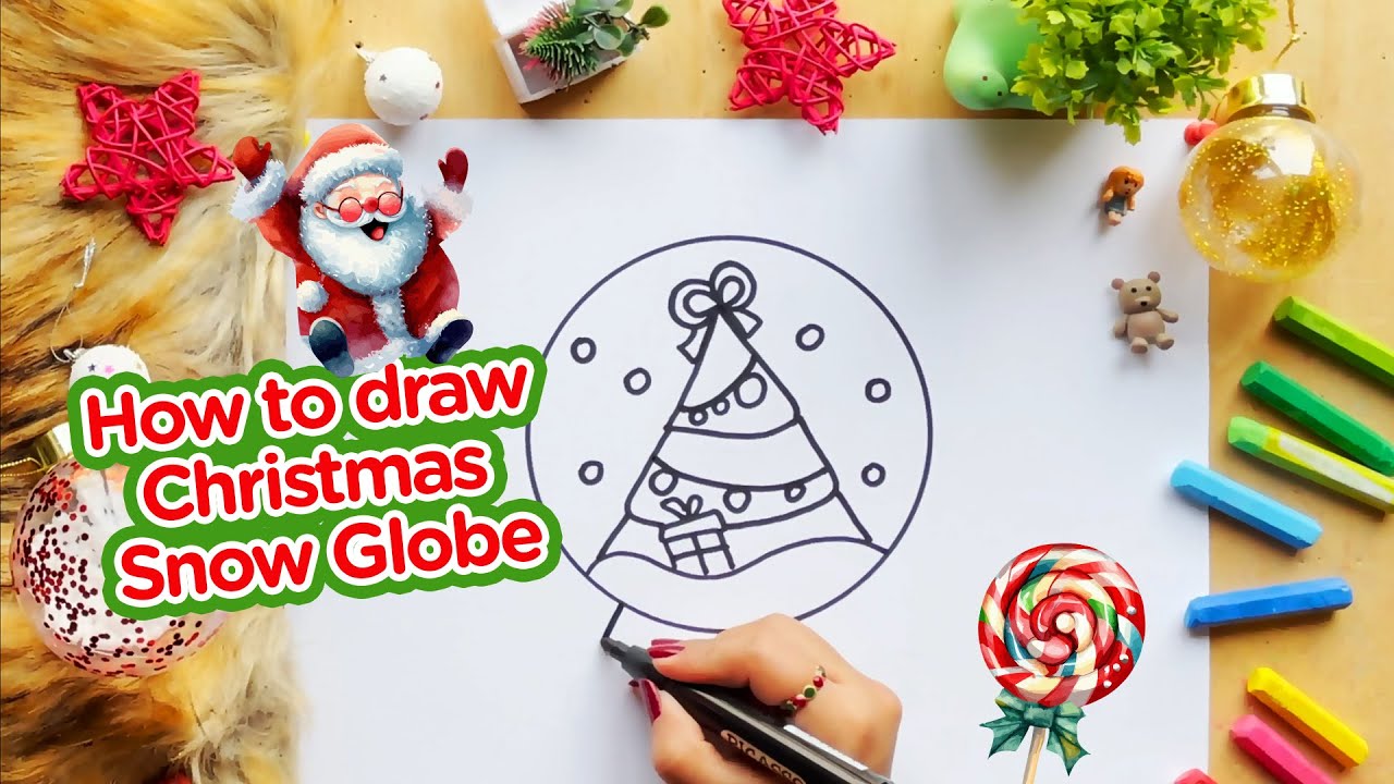 How to draw Christmas Snow Ball 🎄| Draw | Learn | Fun - YouTube