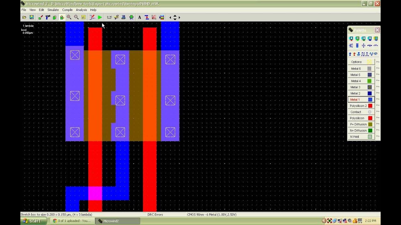 two input NAND gate layout using Microwind by jayendra kumar - YouTube