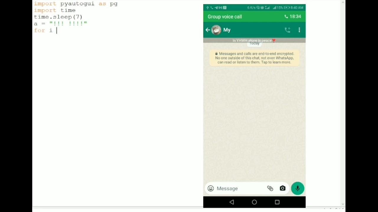 Python 🐍Whatsapp Automation/Pyautogui 5 line code.. ️🤖 Scrcpy ...