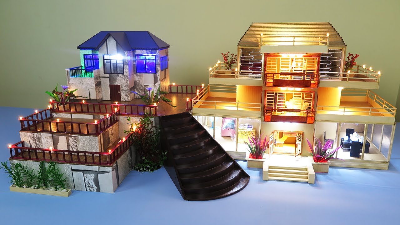 Amazing Building Beautiful Mansion House From Cardboard With LED Lights ...