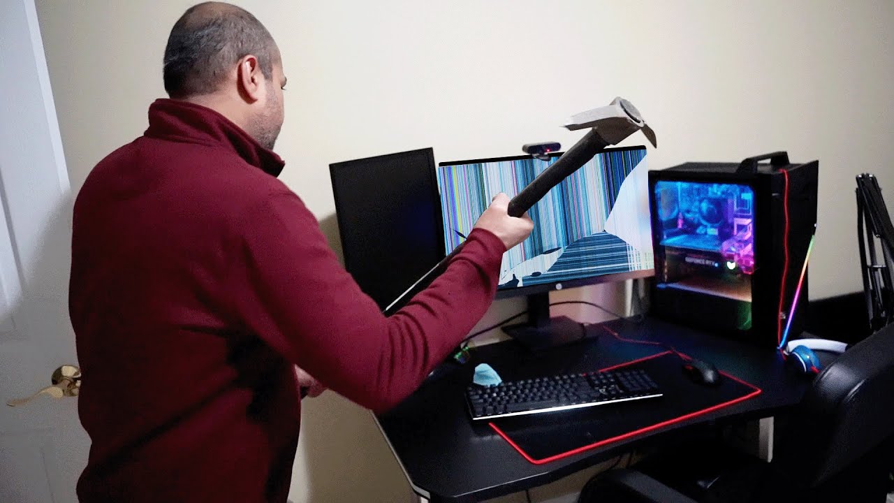 psycho dad breaks $3,000 PC setup over asmr - YouTube