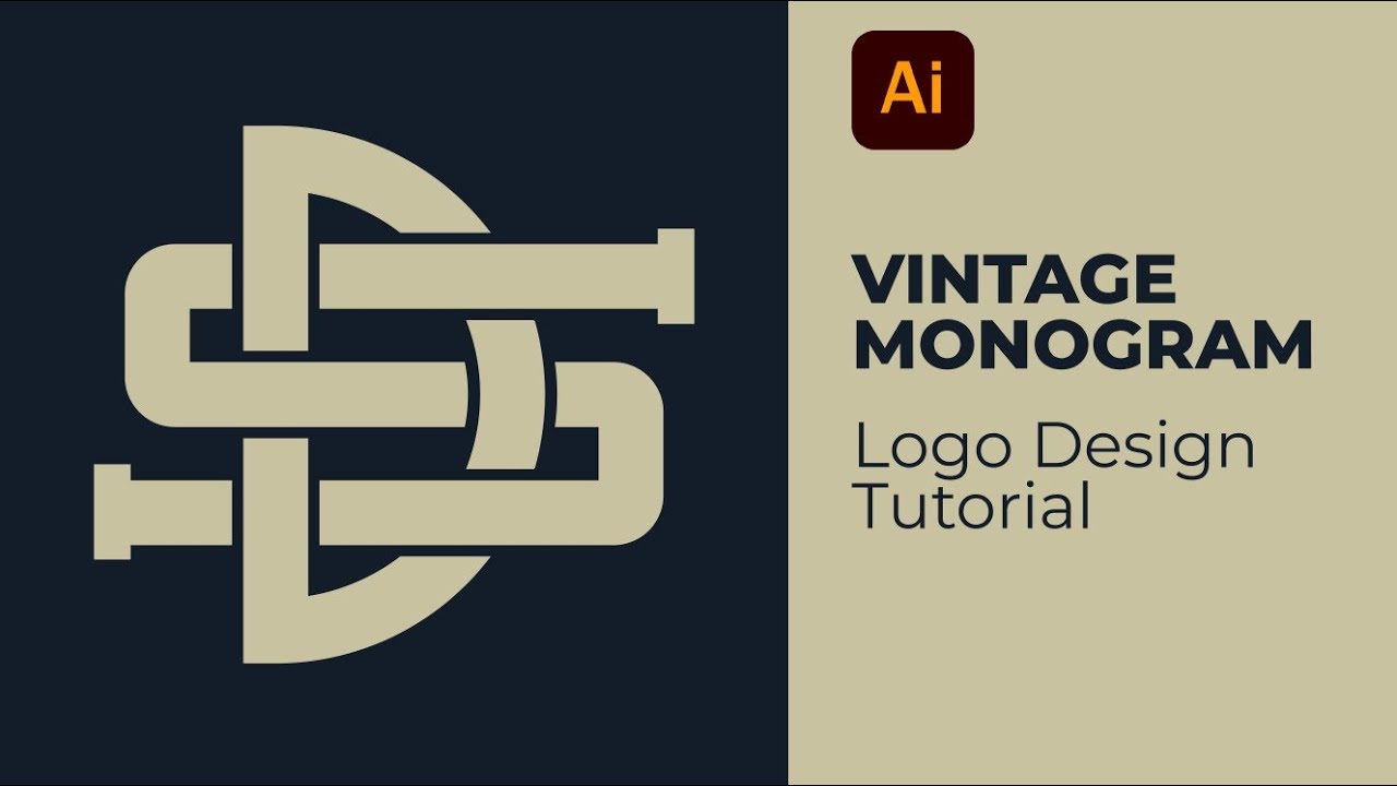 Tutorial Vintage Monogram Logo Design. Adobe Illustrator Tutorial ...