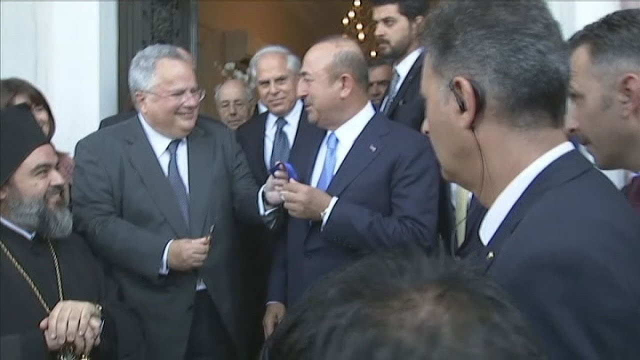 Ο Ν. Κοτζιάς με τον Μ.Τσαβούσογλου στα εγκαίνια του ελληνικού ...