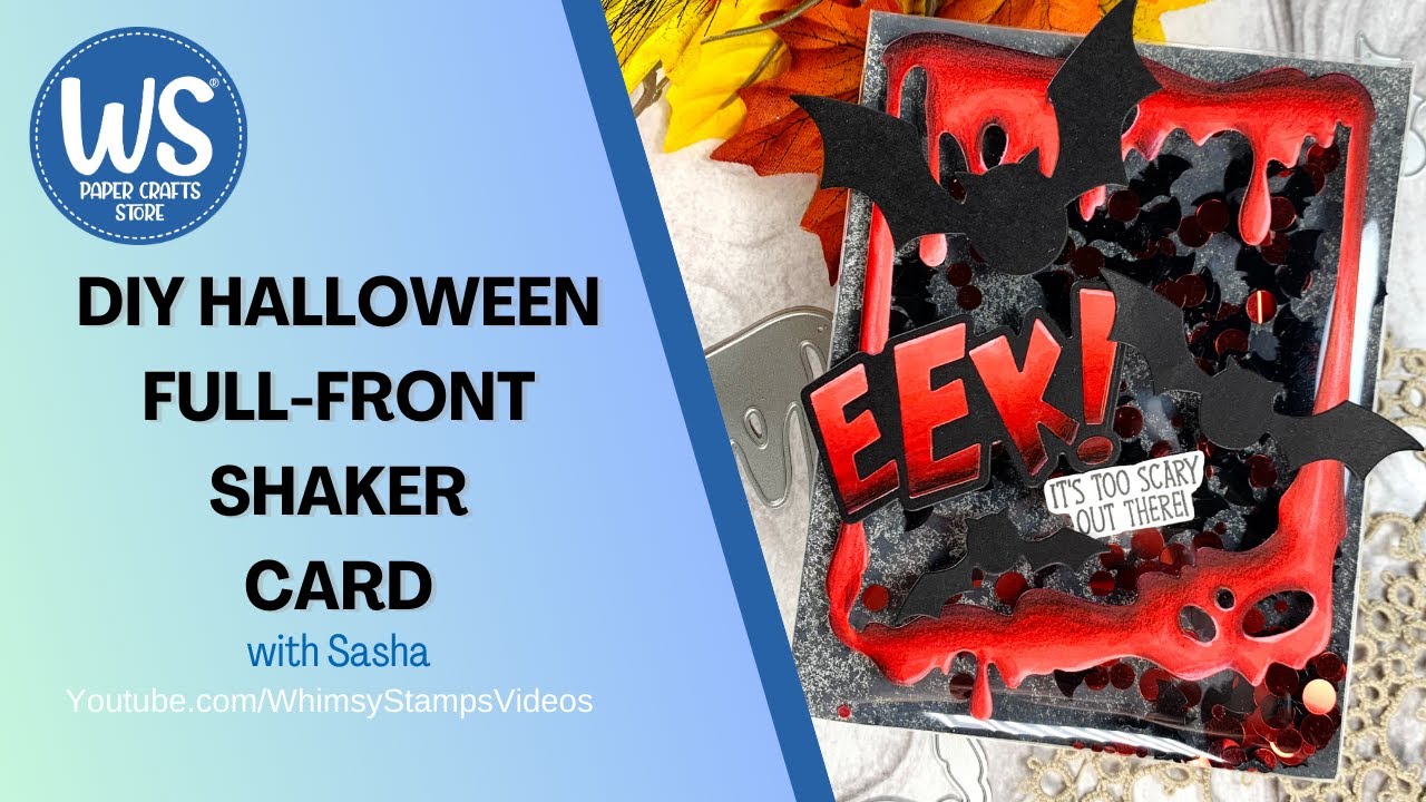 Easy DIY Full-Front Halloween Shaker Card | Whimsy Stamps - YouTube