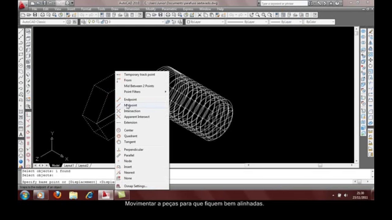 Desenhando Parafuso Sextavado no AutoCad 2010 - YouTube
