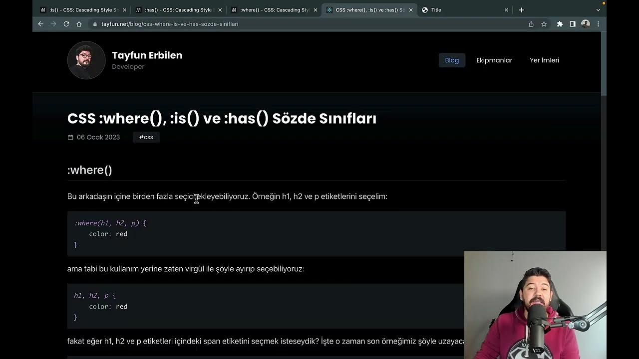Örneklerle CSS :is(), :where() ve :has() Sözde Sınıfları - YouTube