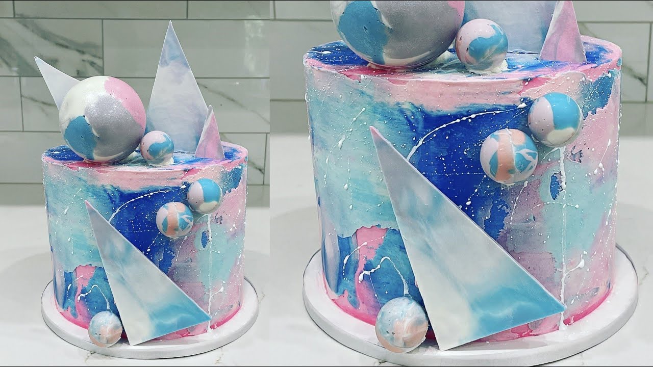How to make a OUTERSPACE geometric CAKE - YouTube