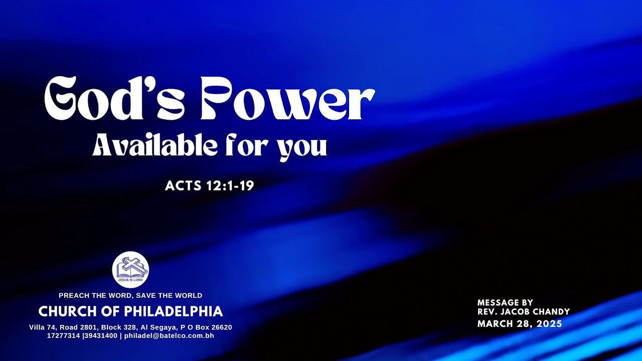 God's Power Available For You | Friday Service| Rev. Jacob Chandy ...