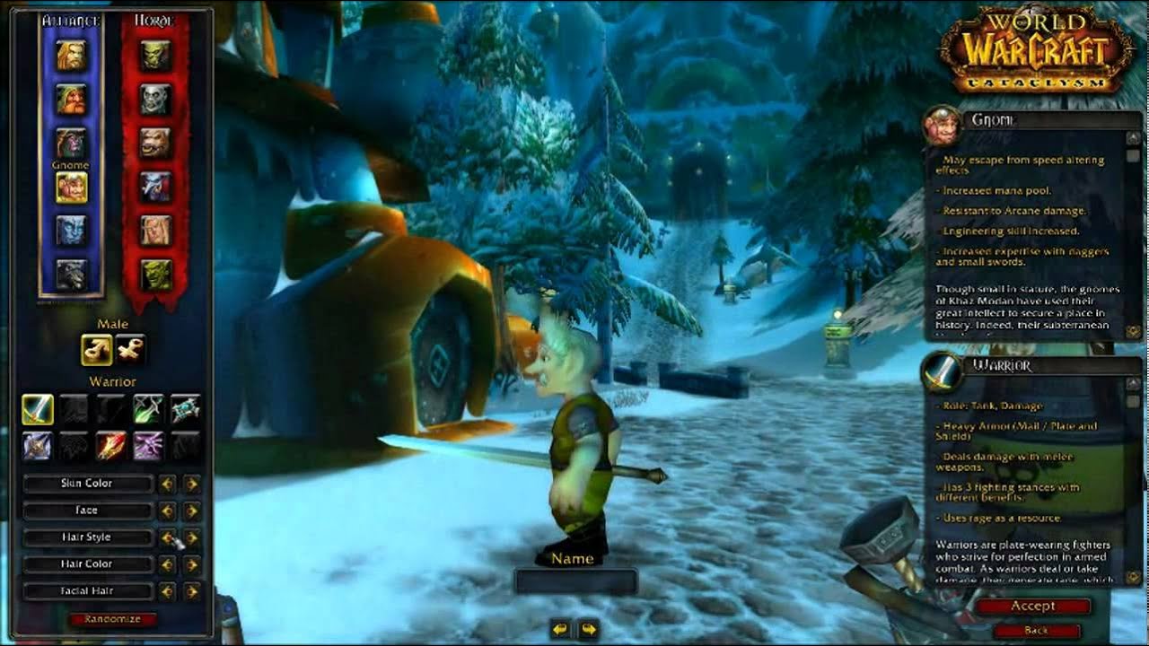 World of warcraft Cataclysm - Character creation - gnome male/female ...
