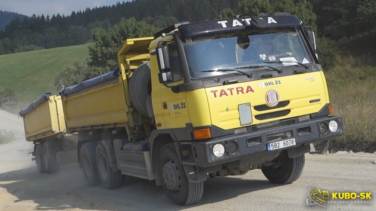 TATRA Terrno1 with trailer - ride on construction site - YouTube