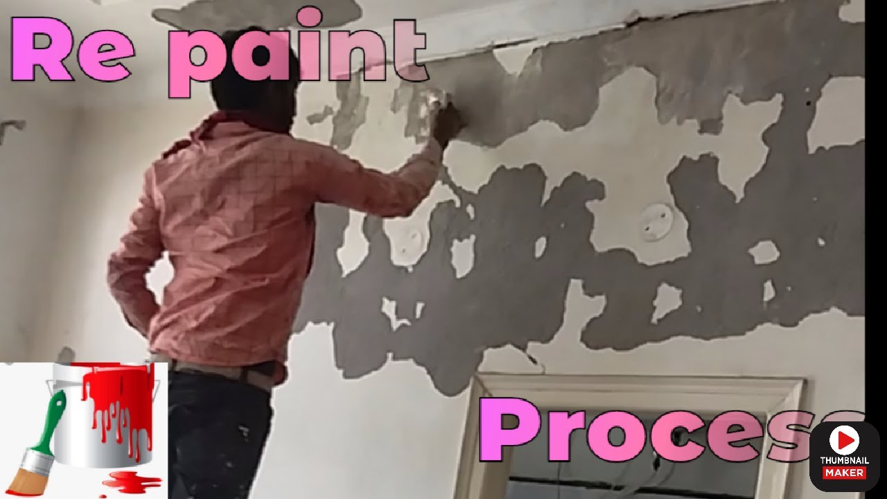 Wall Re paint full process - YouTube