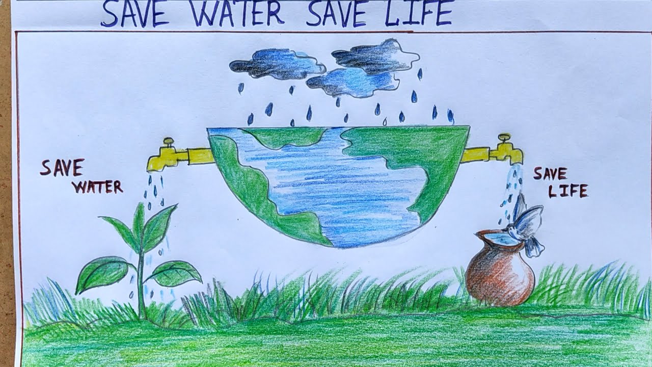 Save water save life drawing/how to draw save water save life/save ...