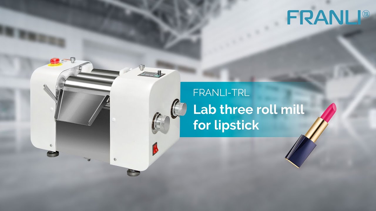 Lab three roll mill for lipstick - YouTube