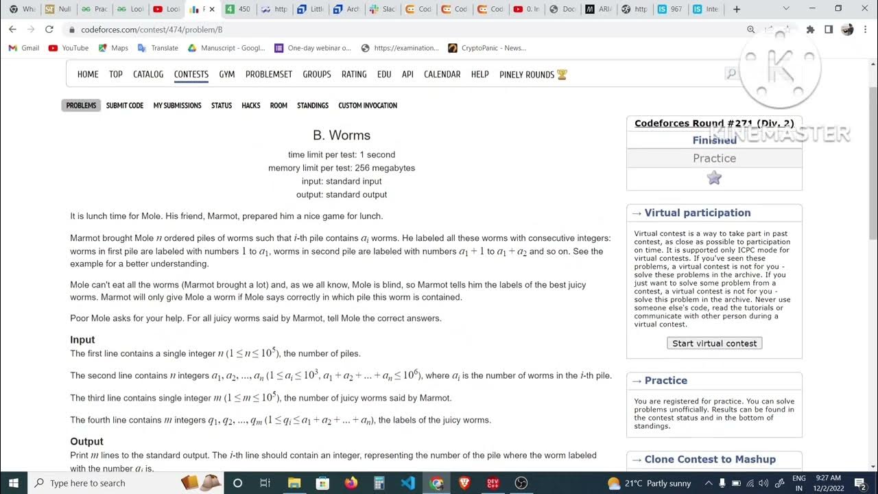 474 B Worms Codeforces Solution CPP Problem Solving - YouTube