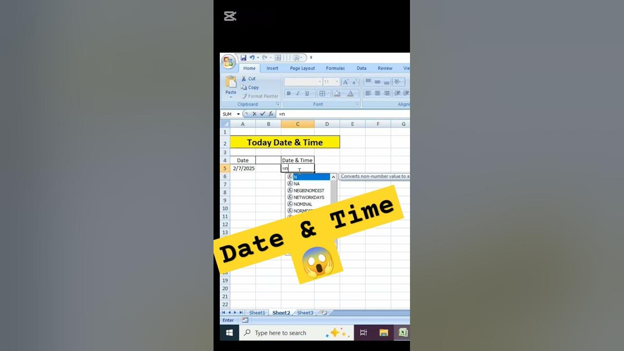 Date & Time In Excel || Excel #excel #excelformula #newexcel - YouTube