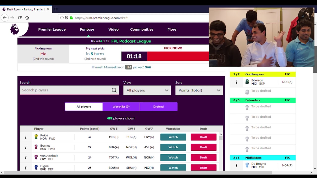 FPL Live Draft with Forfeit - YouTube