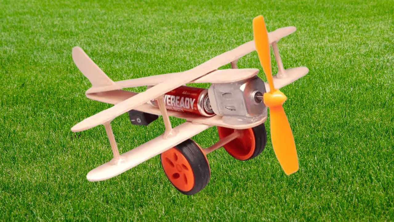 How to make A Plane with DC Motor|how to make aeroplane with ice cream ...