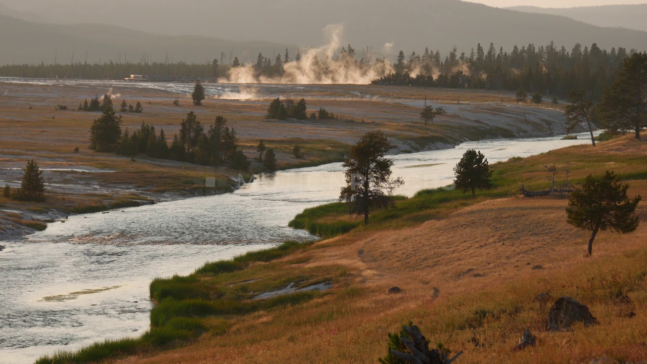 Yellowstone Steam Vents Sunset Stock Footage - YouTube