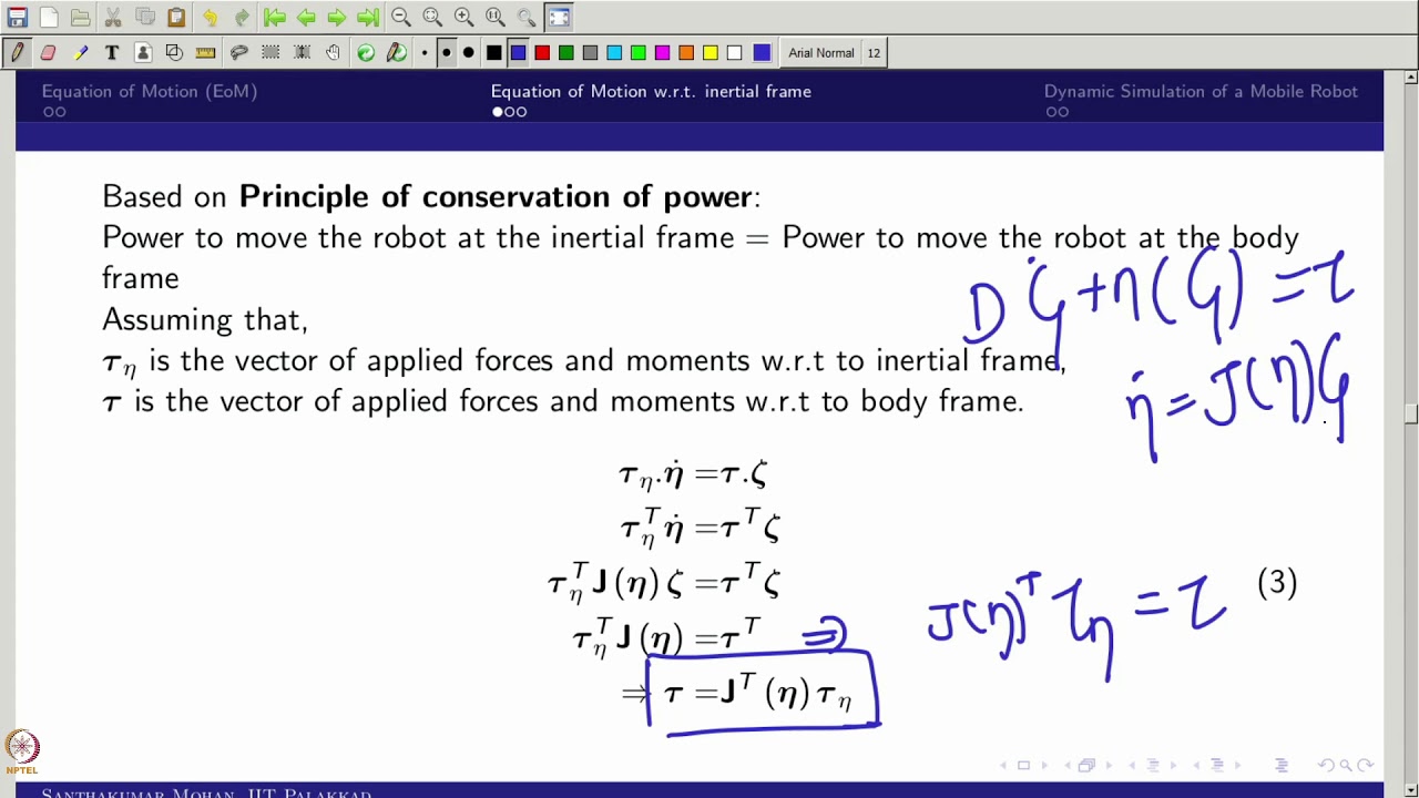 mod03lec15 - Equation of Motion and Dynamic Simulation of a Mobile ...